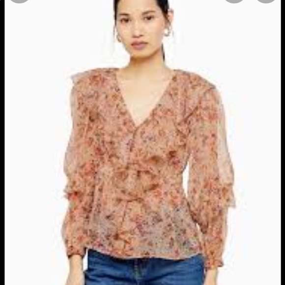 Topshop | Tops | Topshop Floral Ditsy Print Ruffle Button Down Blouse | Poshmark
